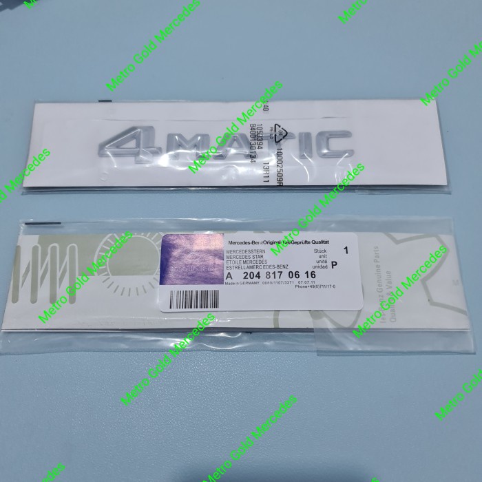 Jual EMBLEM BAGASI 4MATIC MERCEDES BENZ ORIGINAL / Emblem Tulisan 4 ...