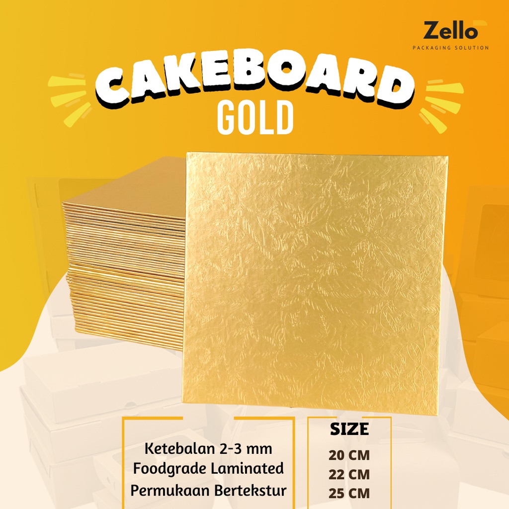 Jual Cakeboard Gold Emas Papan Alas Kue Tart Tatakan Pudding Cake ...