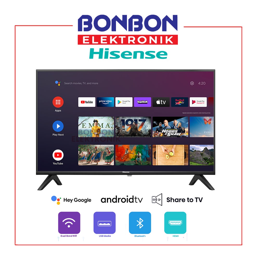 Jual Hisense LED Android TV 32 inch 32A4200G Digital Full HD | Shopee ...