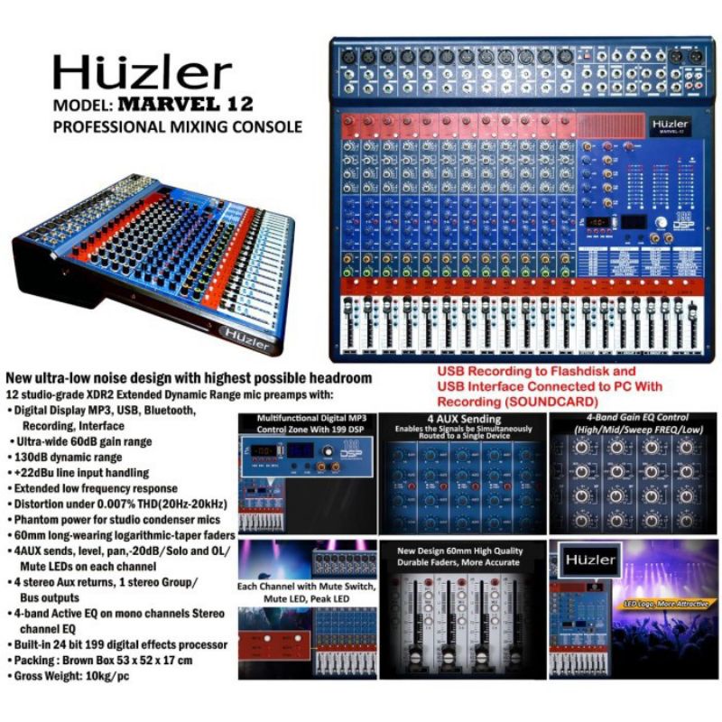 Jual Mixer Audio Huzler Marvel 12 Channel Original TERBAIK | Shopee ...