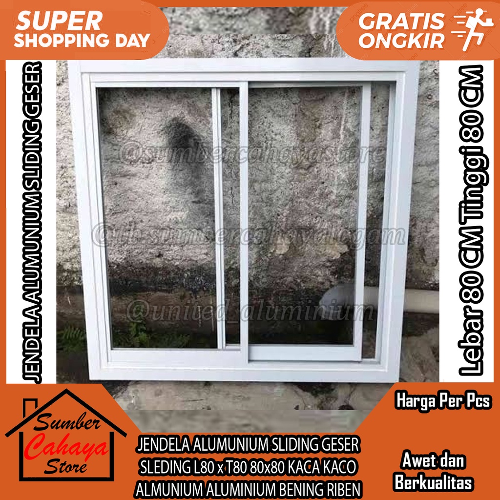 Jual JENDELA SLIDING GESER SLEDING FULL ALUMUNIUM L80xT80 80x80 KACA ...