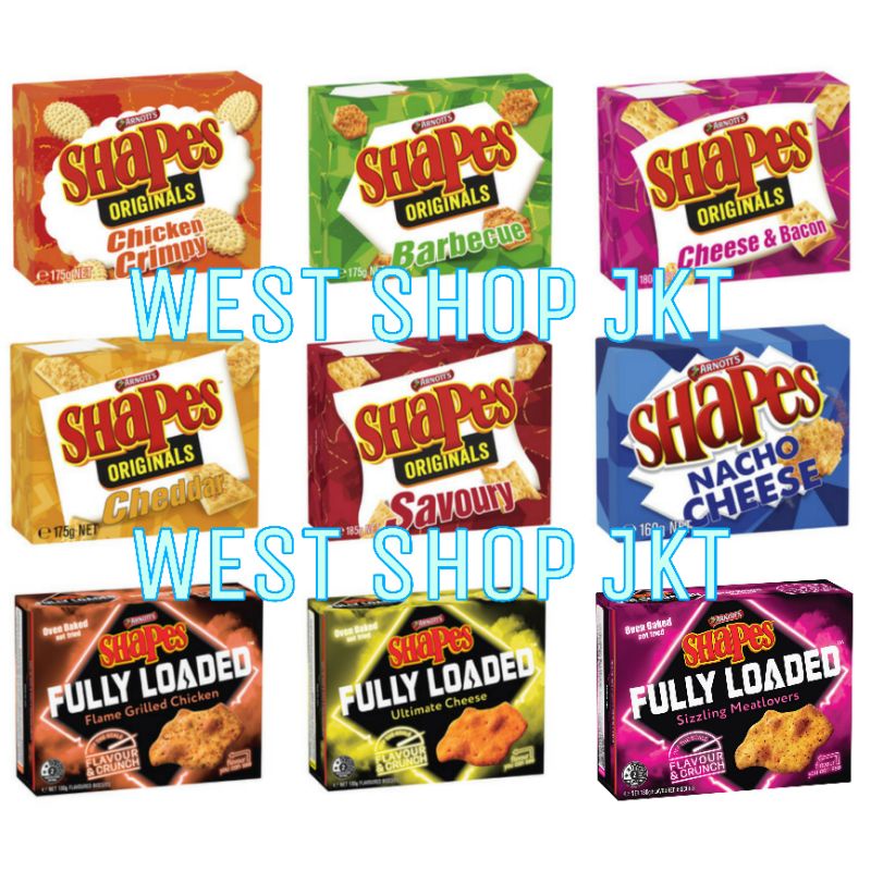 Jual Biskuit Shapes BBQ, Chicken Crimpy, Arnotts Shapes Cheddar Cheese ...