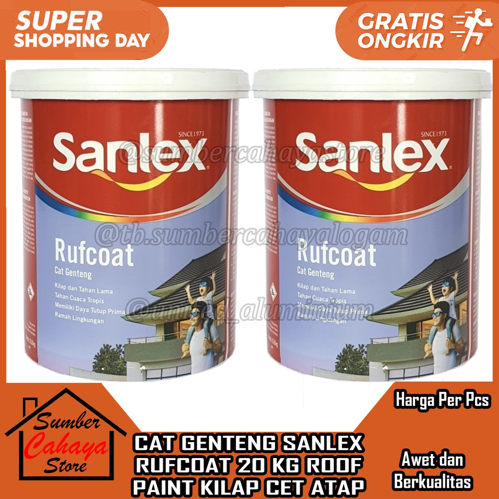 Jual CAT GENTENG SENG SANLEX RUFCOAT PAIL 20KG 20 KG ROOF COATING COAT ...