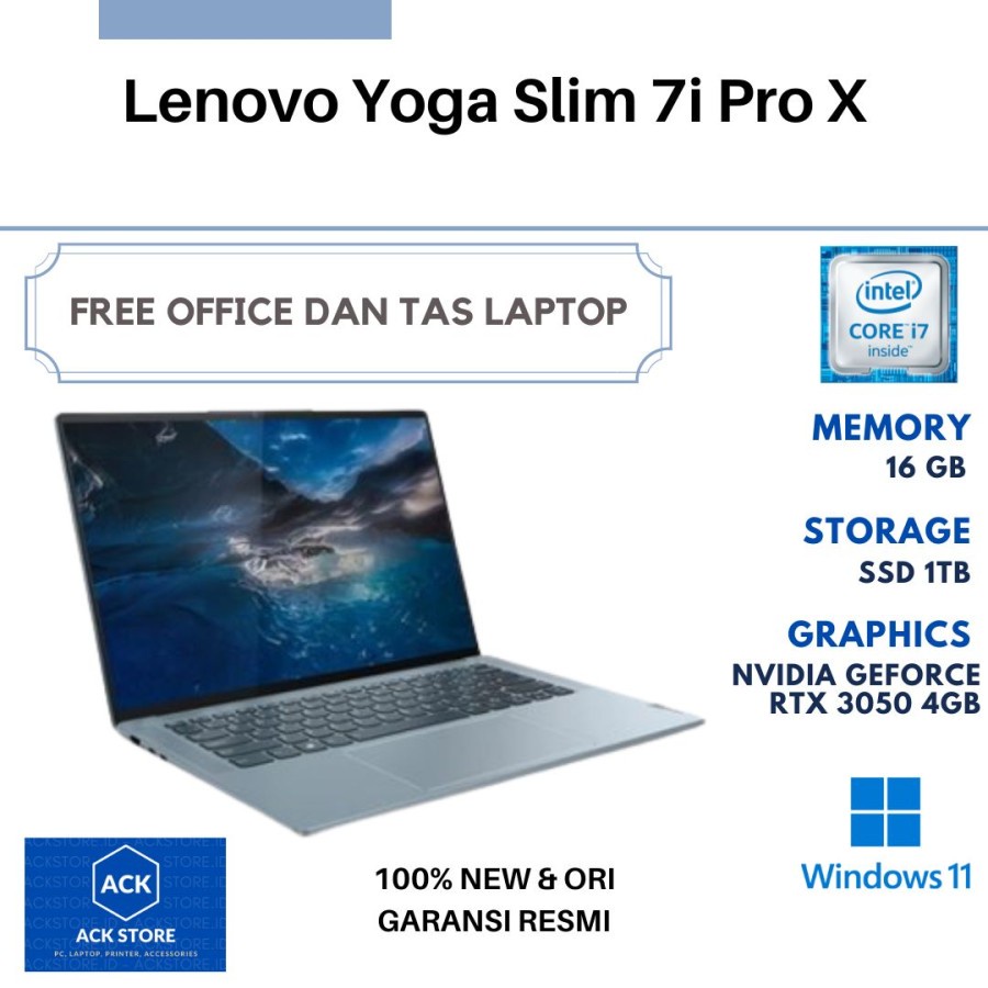 Jual Lenovo Yoga Slim 7i Pro X 26ID i7 16GB SSD 1TB RTX3050 4GB W11 OHS ...