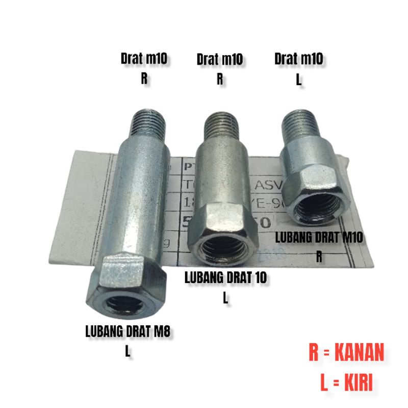 Jual Baut sambungan sepion spion drat kanan drat kiri baut 12 baut 14 ...