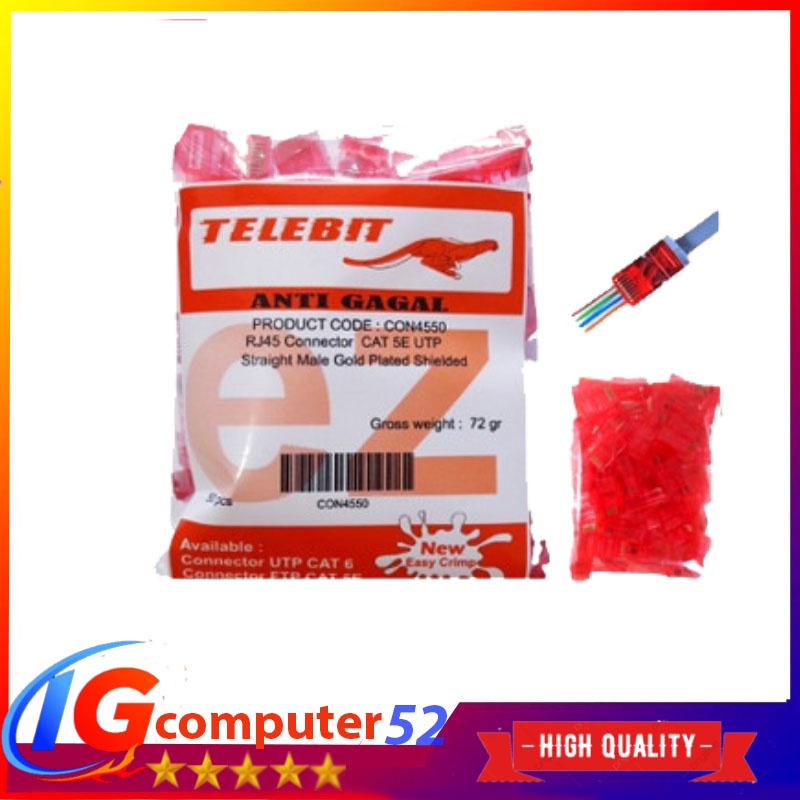 Jual conector RJ45 Cat 6 Telebit Ori | Shopee Indonesia