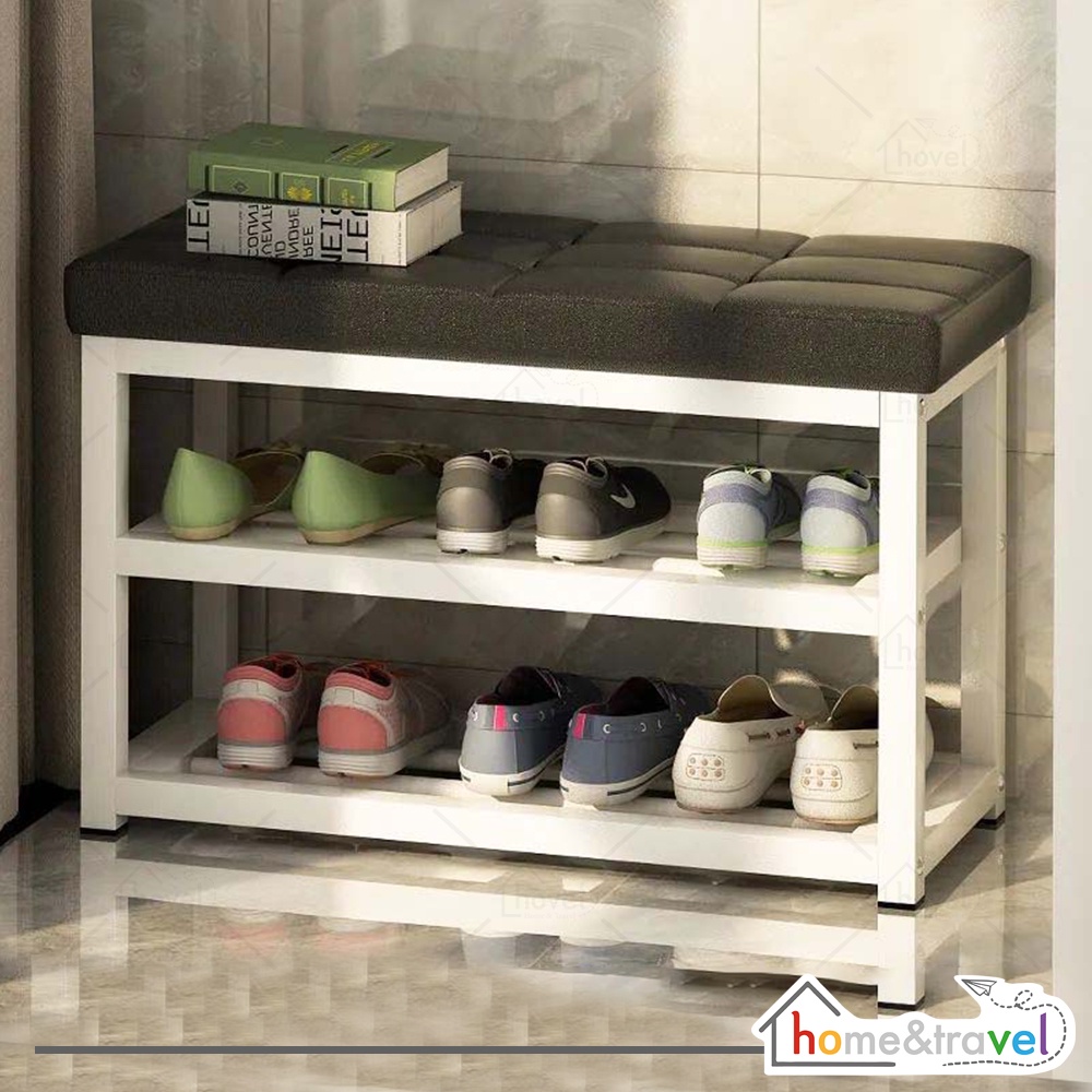 Jual HOVELSHOP Rak Sepatu Sandal Puff Duduk Bangku Sofa 2 Susun Rack 2 ...