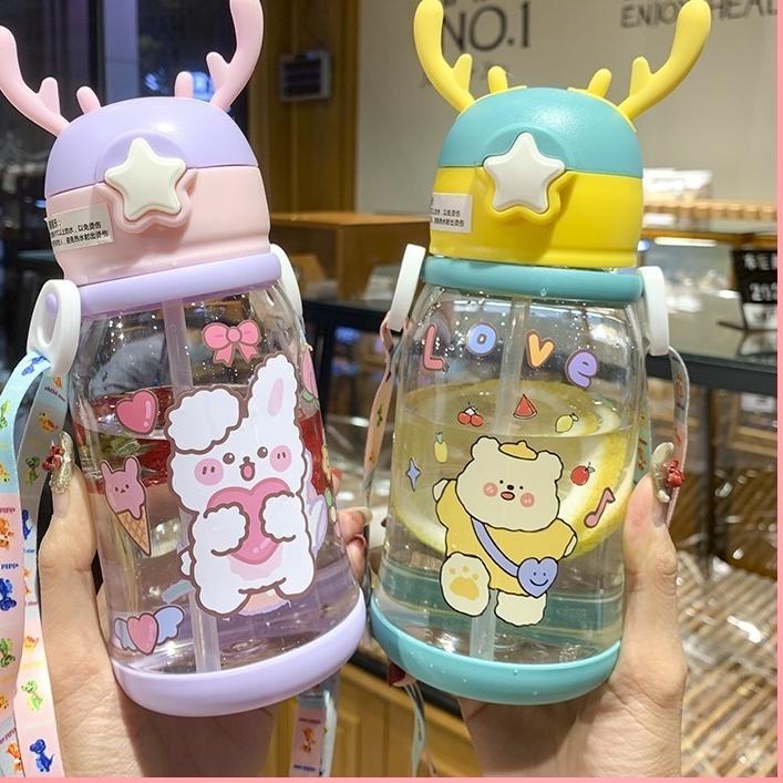 Jual AVV716 Botol Minum Tanduk Rusa Tali Sedotan/ Botol Minum Anak Lucu 600 ML Anti Tumpah Anti ...