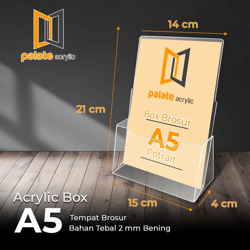 Jual RAK / TEMPAT BROSUR BROCHURE ACRYLIC / AKRILIK BROSUR BOX A5 | Shopee Indonesia