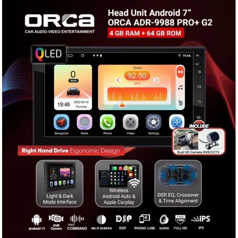 Jual Head Unit ANDROID ORCA ADR 9988 PRO Android ORCA PRO 7" inchi RAM 4GB ROM 64 GB TERBARU ...