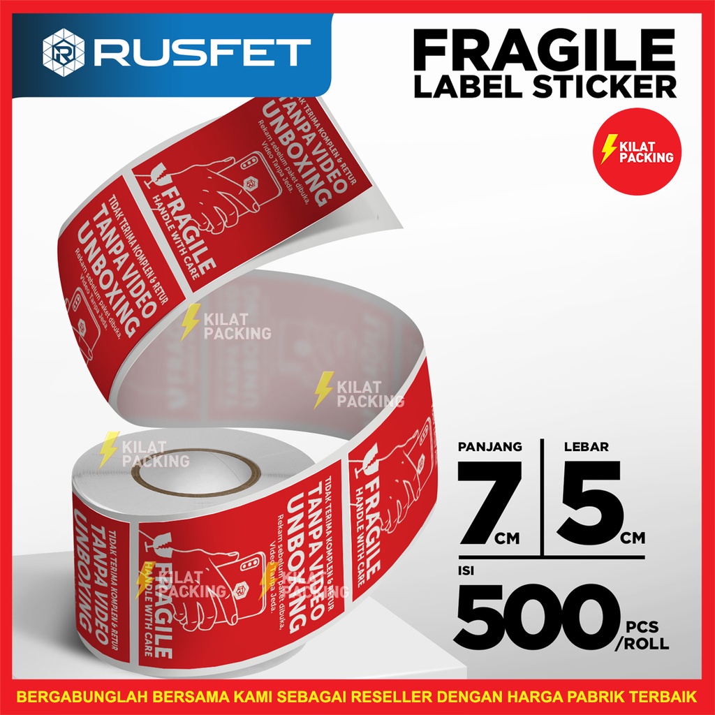 Jual Sticker Sticker Unboxing with Fragile Rusfet Label Wajib Video ...