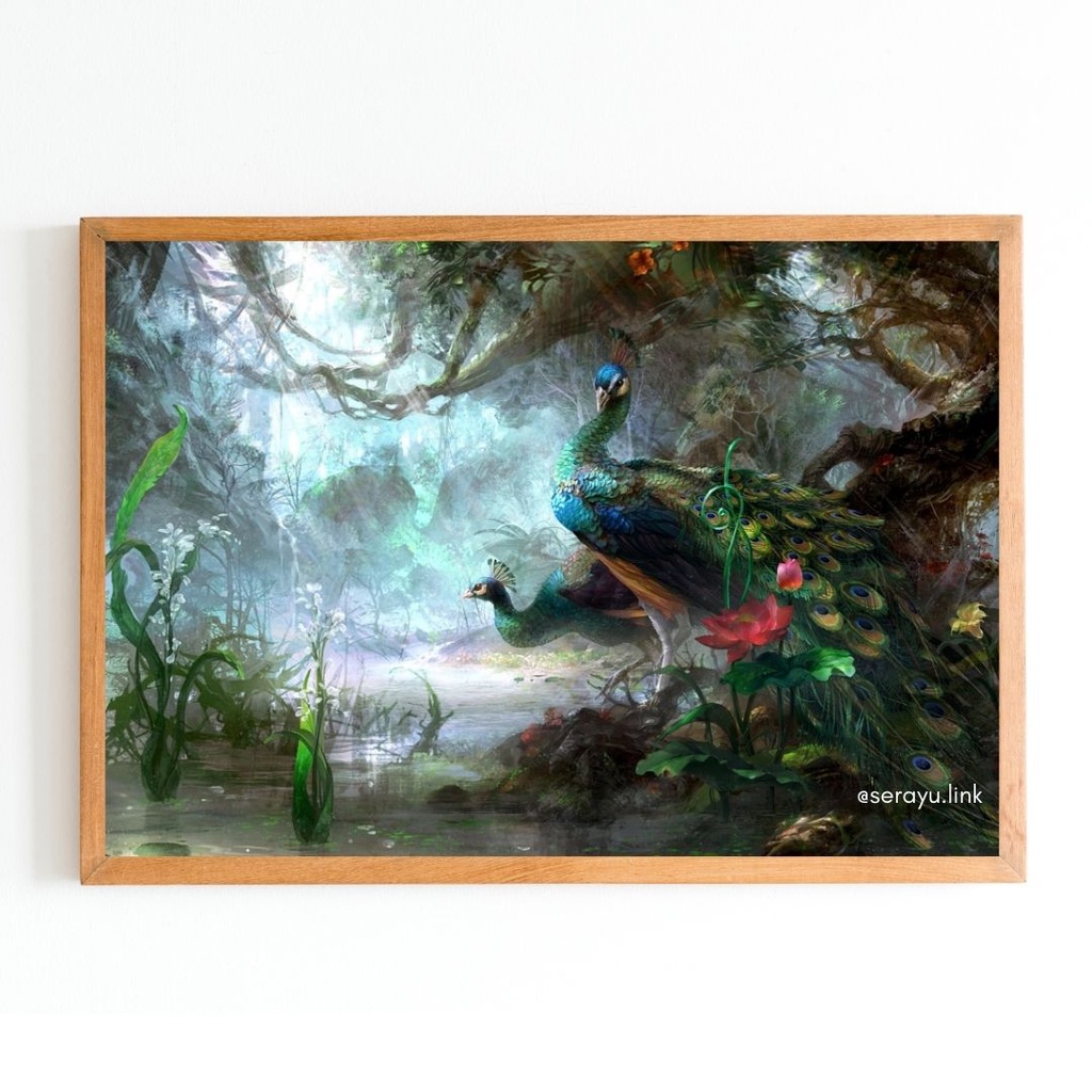 Jual Hiasan Dinding Lukisan Cetak Gambar Burung Merak Aesthetic Plus ...