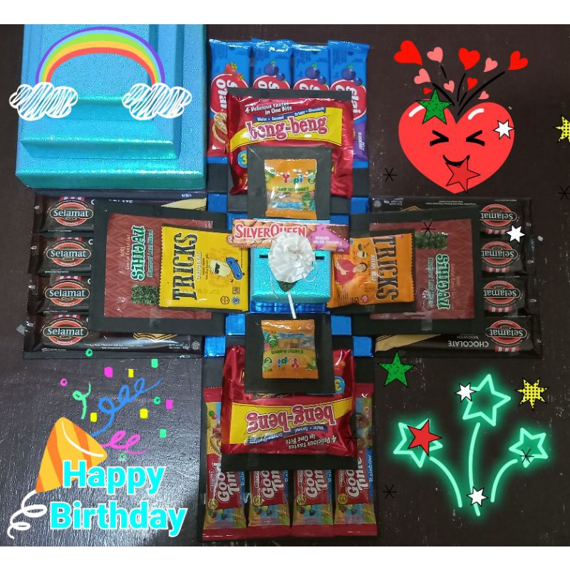Jual EXPLOSION BOX / snack box / kotak kejutan 3 layer kecil (20,15,10cm) + pullout ( + coklat ...