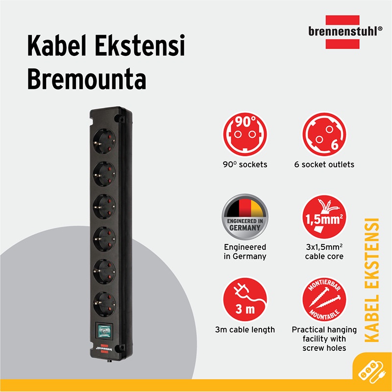 Jual Brennenstuhl Bremounta Stop Kontak / Terminal Listrik Colokan 6 ...
