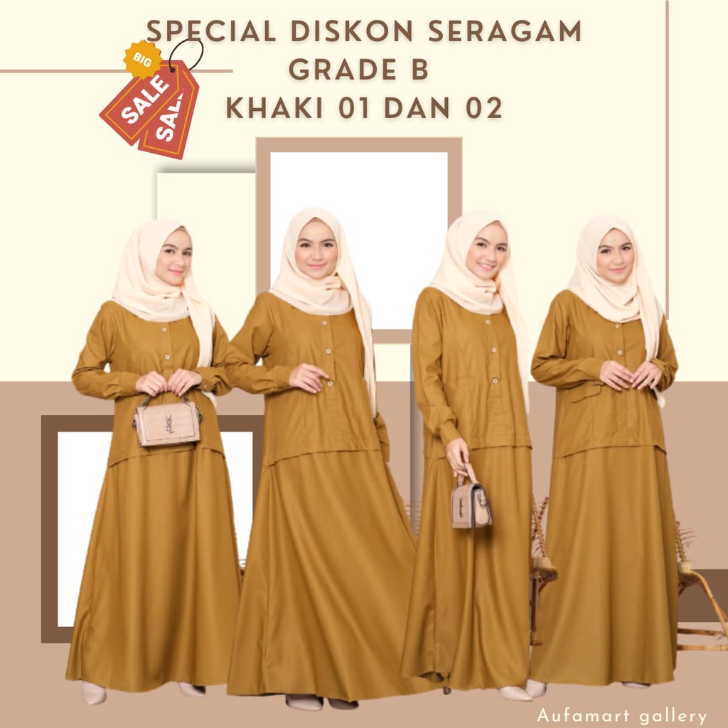 Jual Seragam Khaki Pemda GRADE B Model Gamis Menyatu Bahan Katun Toyobo ...