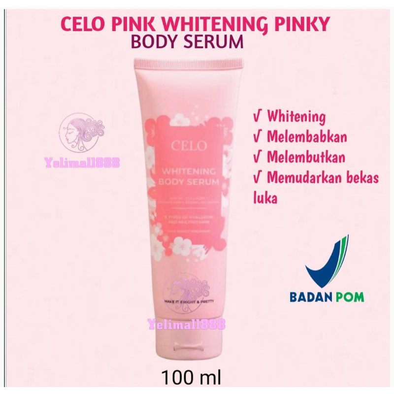 Jual Celo Pinky Whitening Body Serum Glutathione Niacinamide DNA Salmon ...