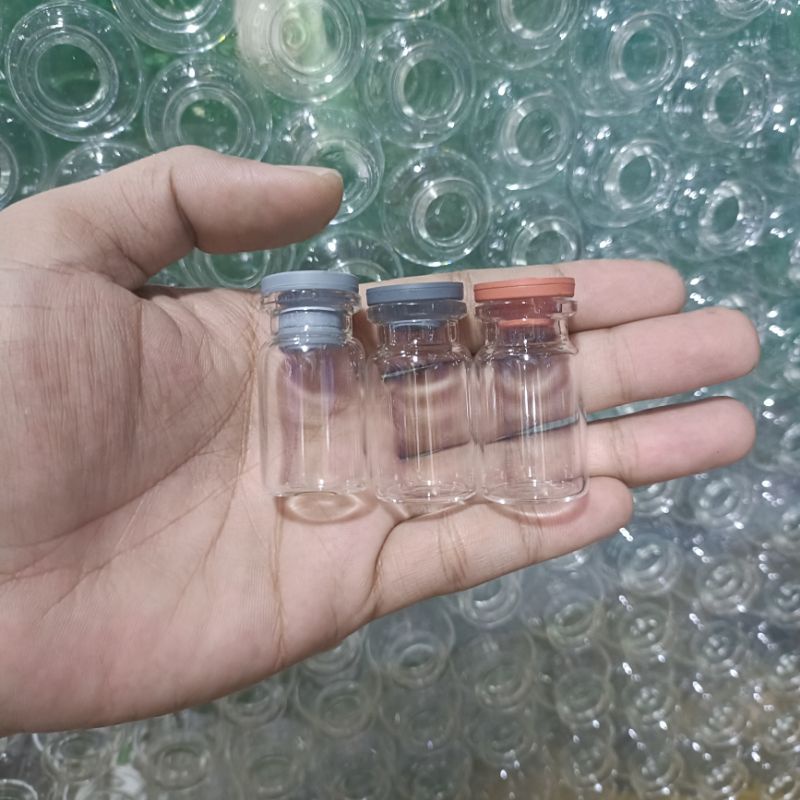 Jual Vial 5ml botol kaca tester tutup karet rubber stopper | Shopee ...