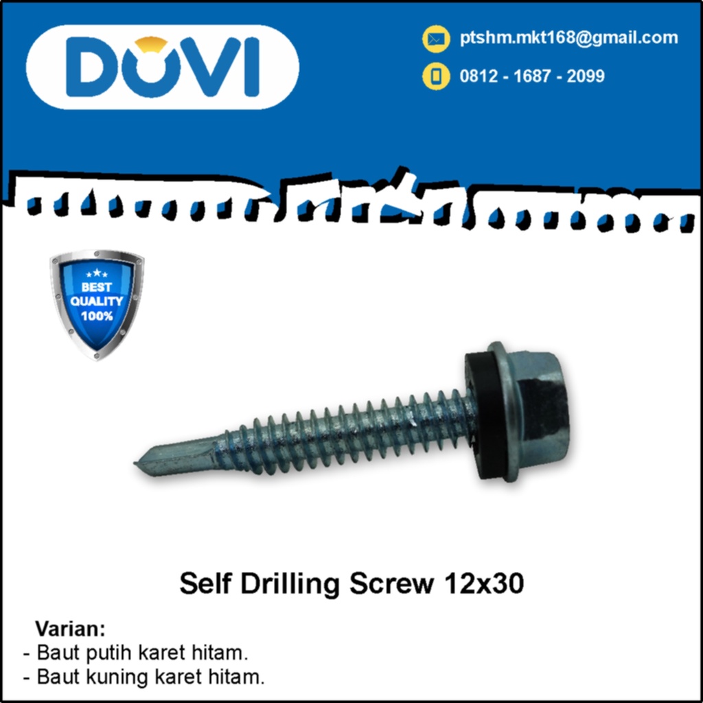 Jual Baut baja ringan/baut drilling/baut roofing 12x30 | Shopee Indonesia