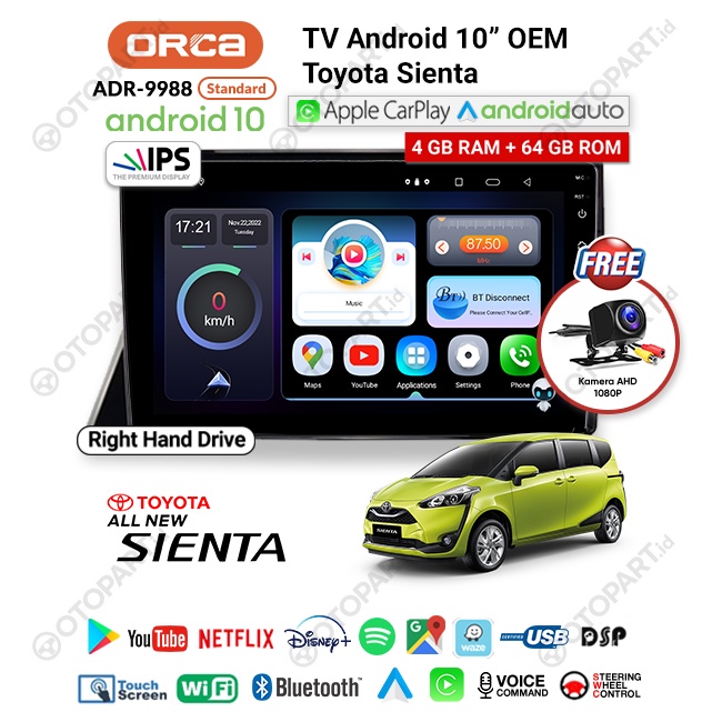 Jual Head Unit TV Android 10″ inch OEM Toyota SIENTA (2017-2020) ORCA ...