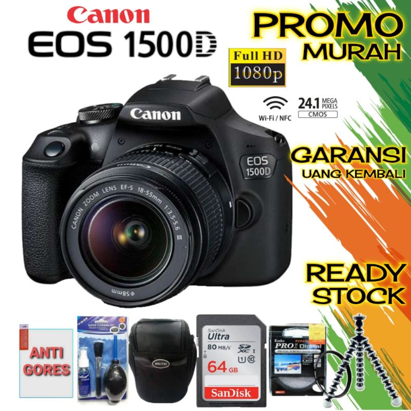Jual (NEW) CANON EOS 1500D + KIT LENSA 18-55MM BERGARANSI 1 TAHUN - PRODUK ORIGINAL | Shopee ...