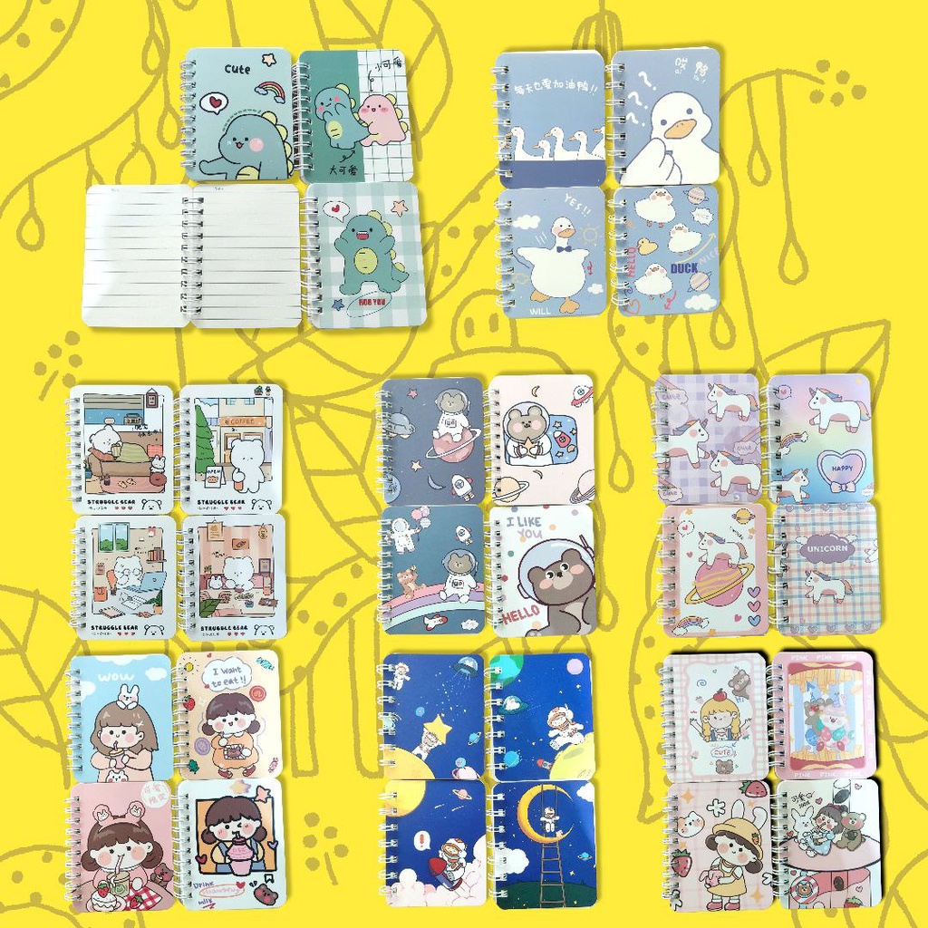 Jual Note Book Ring Motif Buku Memo Kecil A7 Spiral isi 80 Lembar Notebook | Shopee Indonesia
