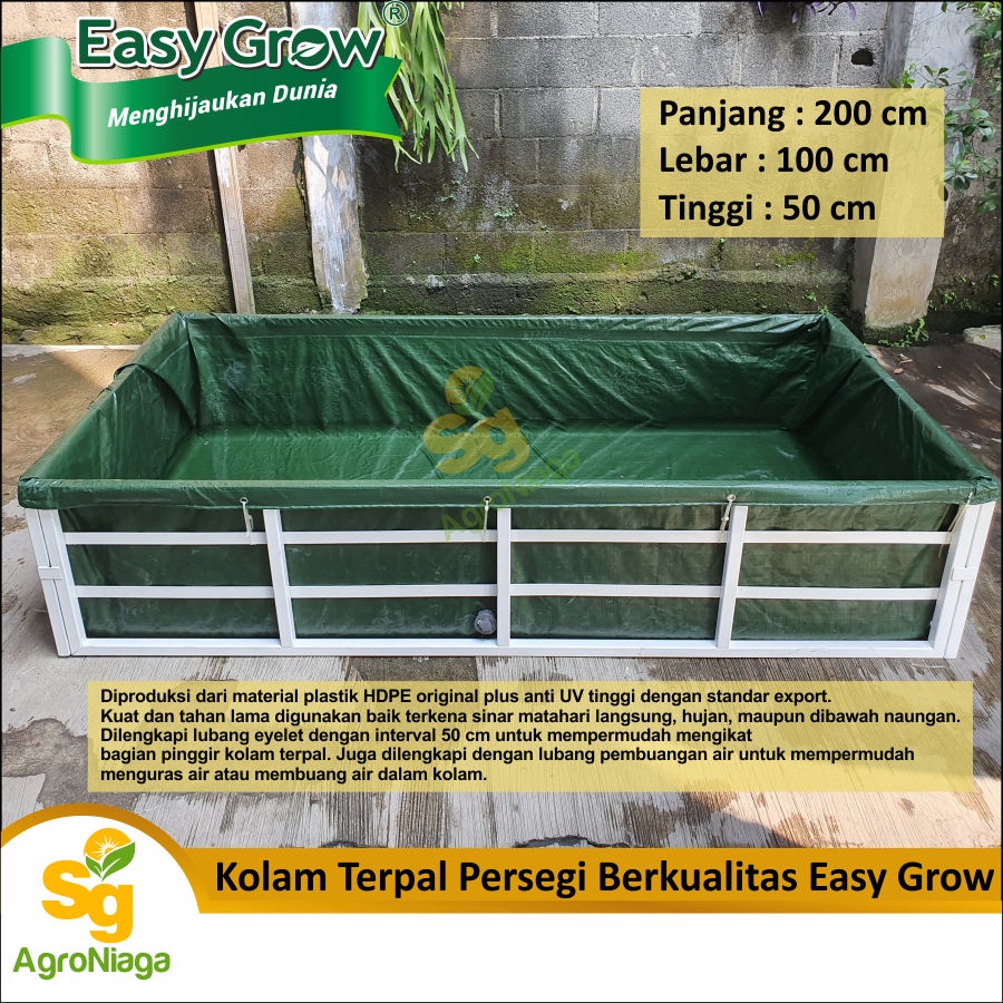 Jual Kolam Terpal Persegi Berkualitas Easy Grow Ukuran 200 x 100 x 50 ...