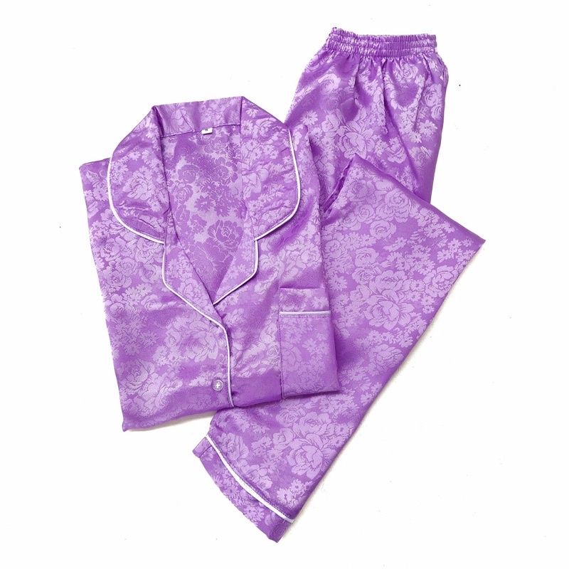 Jual ROSY PURPLE PAJAMAS SET 3in1 SATIN ROSSY | Shopee Indonesia