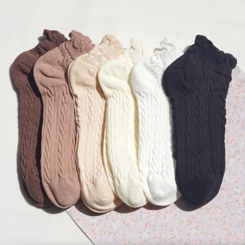 Jual Braid Ankle Socks / Kaos Kaki Pendek Dewasa Hitam Putih Cokelat ...