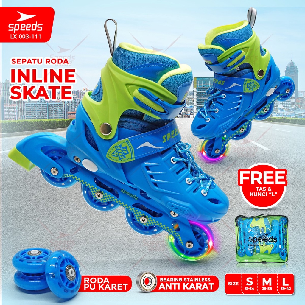 Jual SPEEDS Sepatu Roda Skate Anak Inline Roda Full Karet PU PVC Roda ...