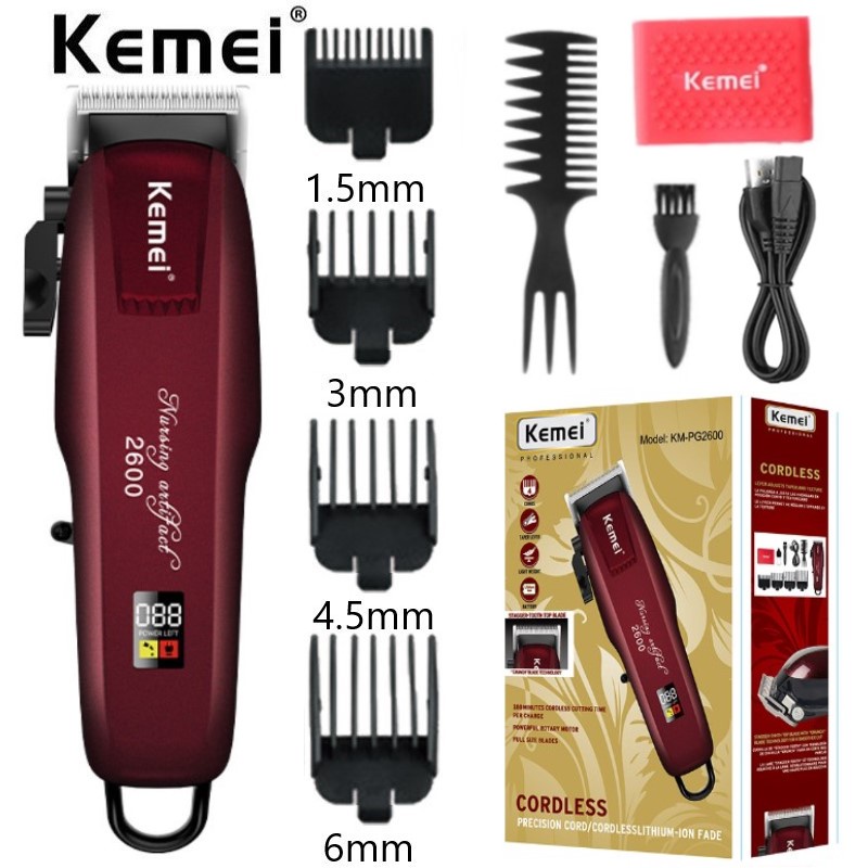 Jual Kemei Alat cukur rambut elektrik Mesin Cukur Rambut Tanpa Kabel Turbo Hair Clipper KM ...