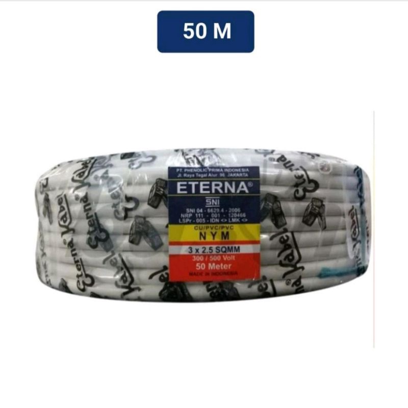 Jual TERMURAH!!! KABEL ETERNA NYM 3x2,5 mm 50 meter Kawat Tembaga | Shopee Indonesia