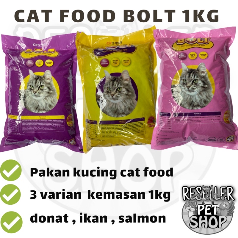 Jual PAKAN KUCING BOLT 1KG BOLT DONAT BOLT IKAN BOLT SALMON | Shopee ...