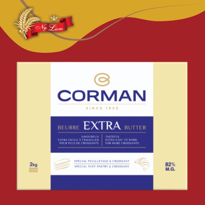 Jual CORMAN Extra Butter 82 % fat - Sheet / Mentega Pastry 2 kg (GOJEK ...