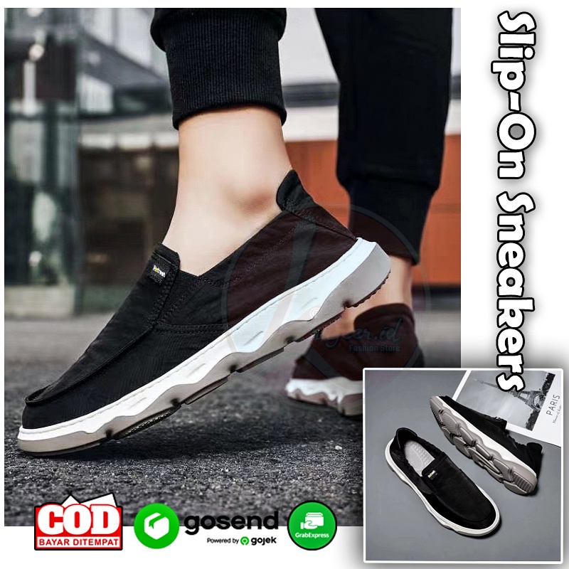 Jual Sepatu Pria Slipon Kain Fleksibel Versi Korea Gaya Kasual Free ...