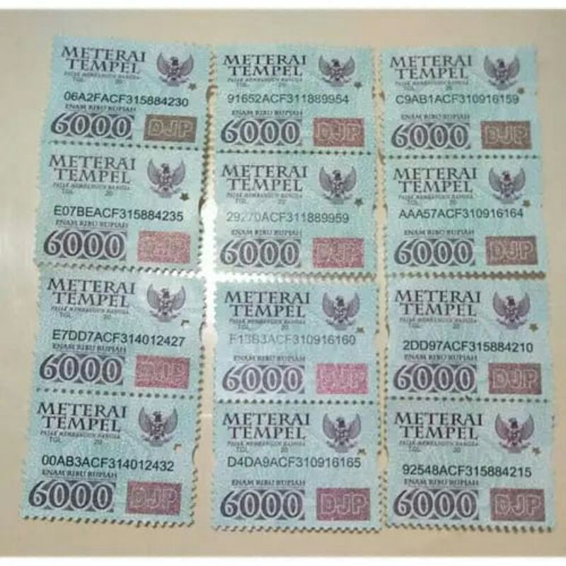 Jual Materai 6000 Rupiah Tahun 2010 2011 2012 2013 2014 2015 Asli | Shopee Indonesia