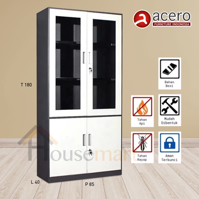 Jual Lemari Besi 1/2 Kaca AA-33SW - Steel Office Cabinet/Lemari Arsip ...