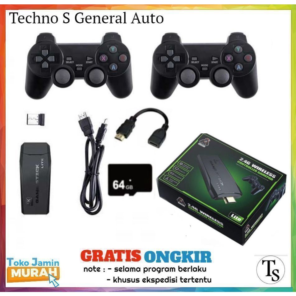 Jual Game Stick 4K 64GB Console Retro 2.4G Wireless Controller Gamepad ...