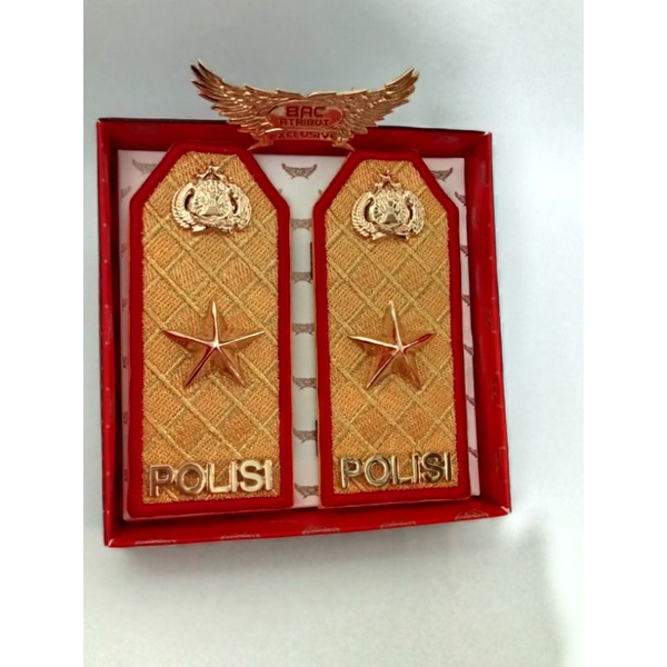 Jual Pangkat Pdu polisi Irjen bintang satu gold Lis merah | Shopee ...