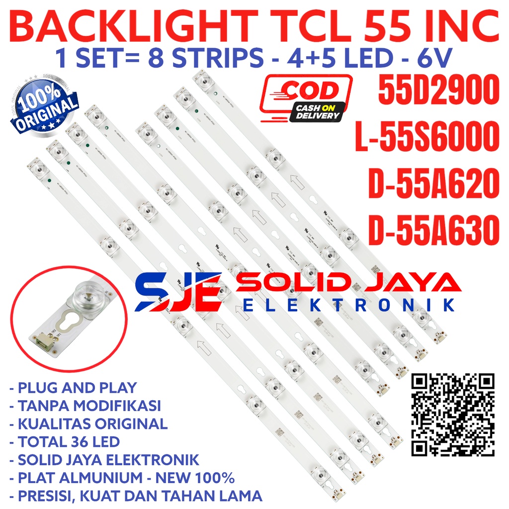 Jual BACKLIGHT TV LED TCL 55 INC 55D2900 55S6000 55A620 55A630 LAMPU BL ...