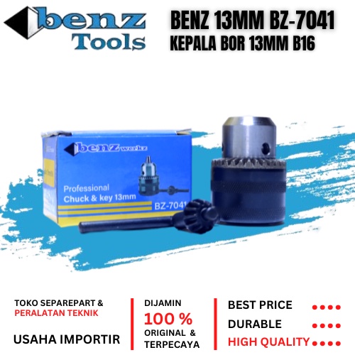 Jual BENZ Kepala Bor 13mm DRILL CHUCK & KEY 1.5-13MM B16 BZ-7041 + Kuci ...