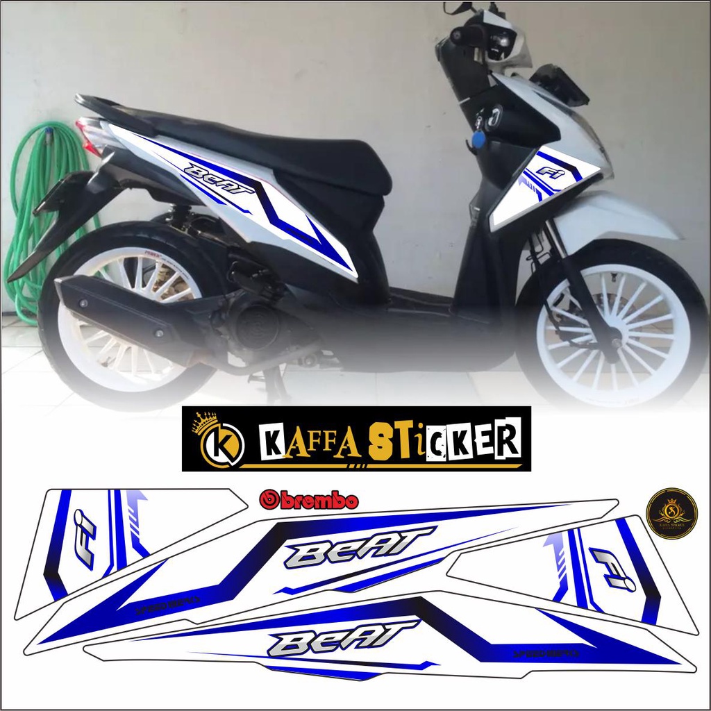 Jual COD / STIKER MOTOR STRIPING BEAT FI VARIASI RACING PUTIH BIRU ...