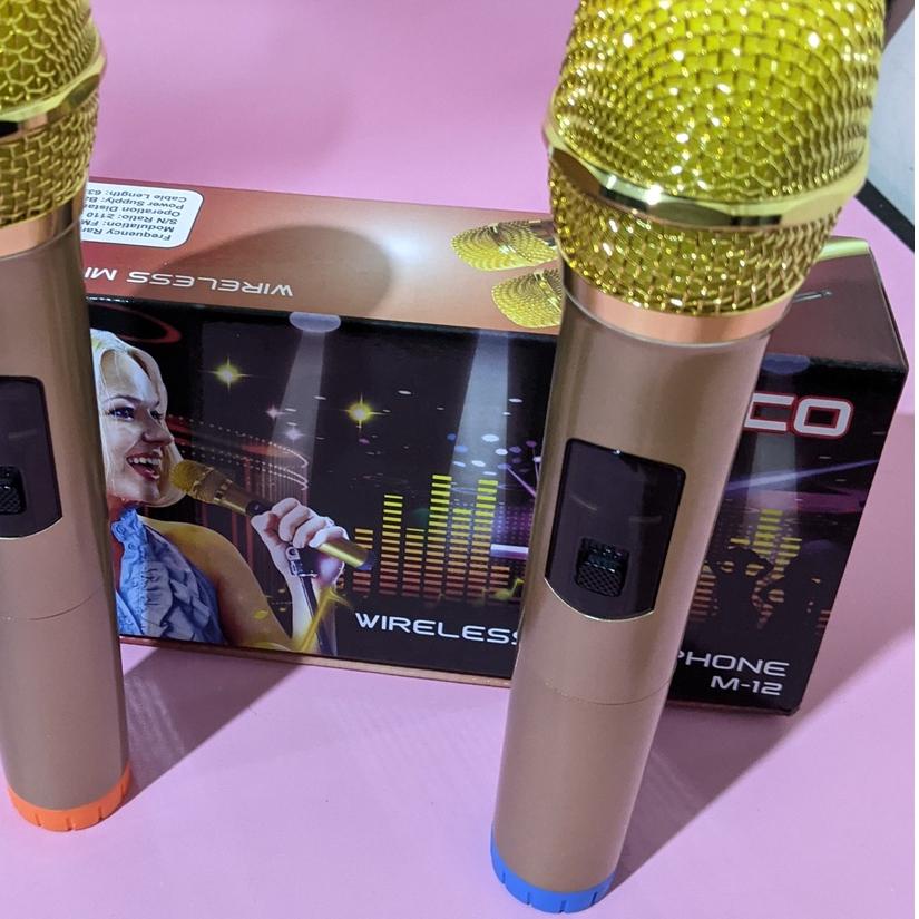 Jual MIc Wireless Professional Microphone Gold Lux Karaoke Fleco M-12 ...