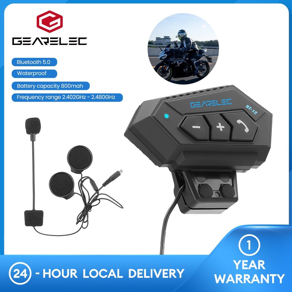 Jual GEARELEC BT12 800mAh Helm Sepeda Motor Headphone Nirkabel Bluetooth Headset dengan Mikrofon ...