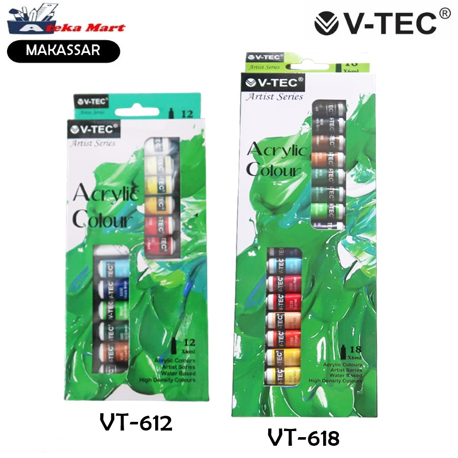 Jual V-TEC ACRYLIC COLOURS VT-612-6ML VT-618-6ML CAT AKRILIK 12 WARNA ...