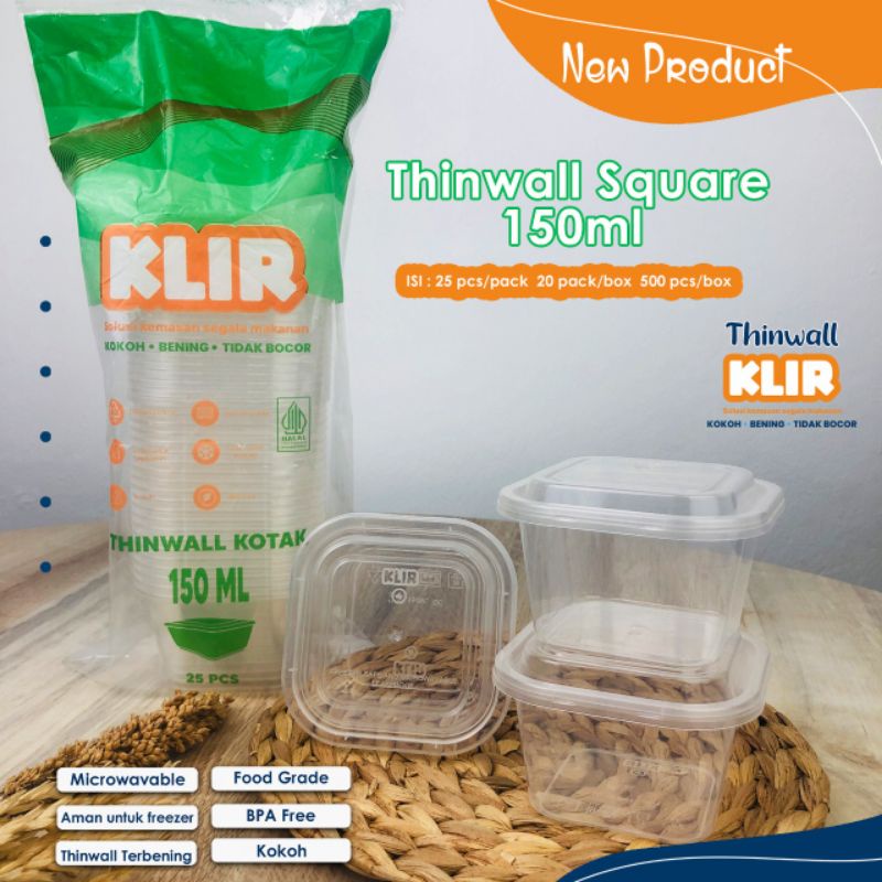 Jual thinwall KLIR square 150ml isi 25 pcs | Shopee Indonesia