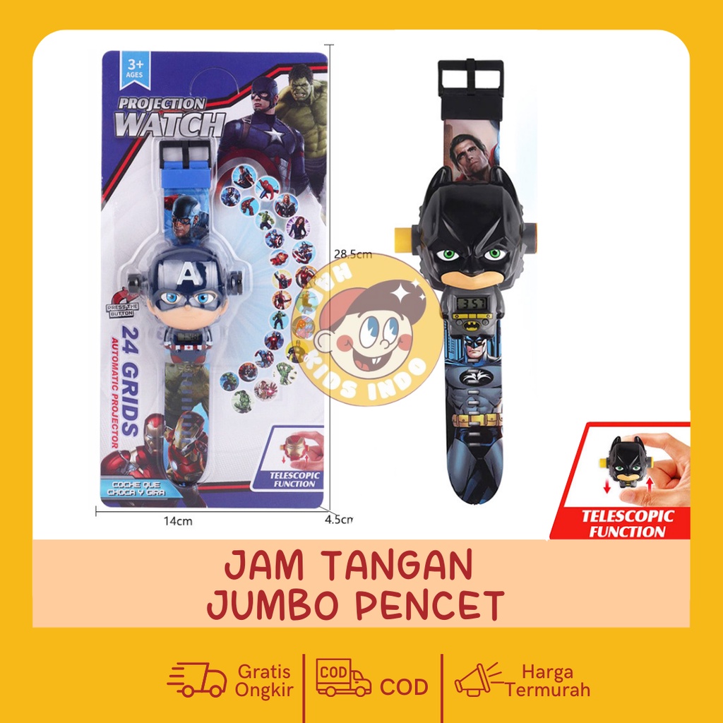 Jual JAM ANAK LASER PROYEKTOR JUMBO PENCET BATMAN - 24 GAMBAR DIGITAL ...