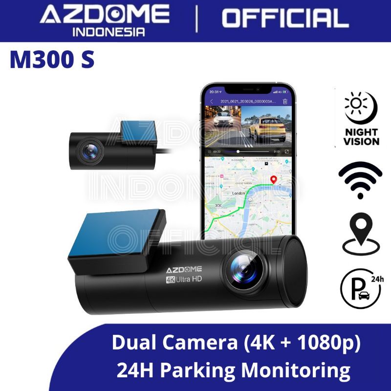 Jual Azdome M300s 4K Dual Camera WiFi GPS M300 Dashcam Kamera Mobil ...