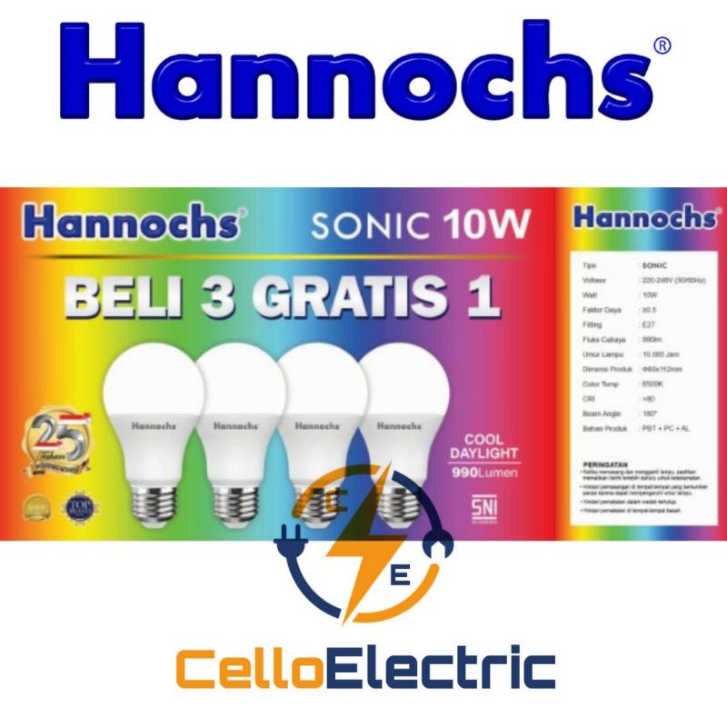 Jual Led Hannochs Pack 10W 10 Watt Beli 3 Free 1 - Lampu Hannochs Sonic ...