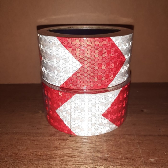 Jual Sticker Reflective Safety Reflector Arrow PUTIH MERAH 10 meter ...