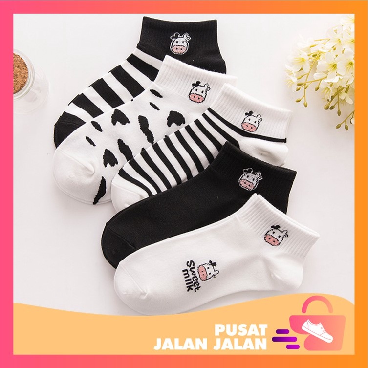 Jual PJJ - K5704 Kaos Kaki Karakter Hewan Sapi Cow Garis Corak / Kaos ...